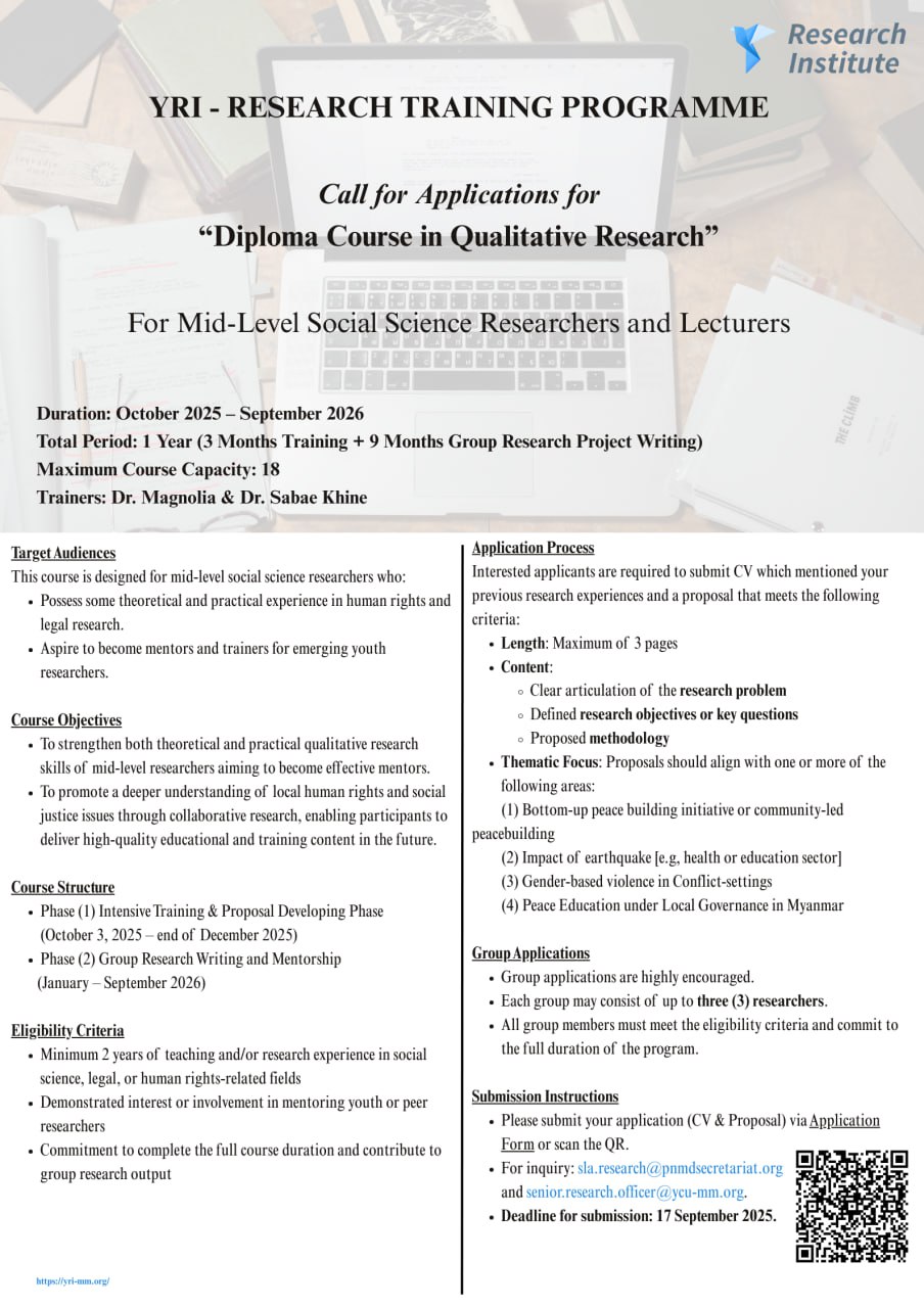 YRI – RESEARCH TRAINING PROGRAMME – YRI Research Institute
